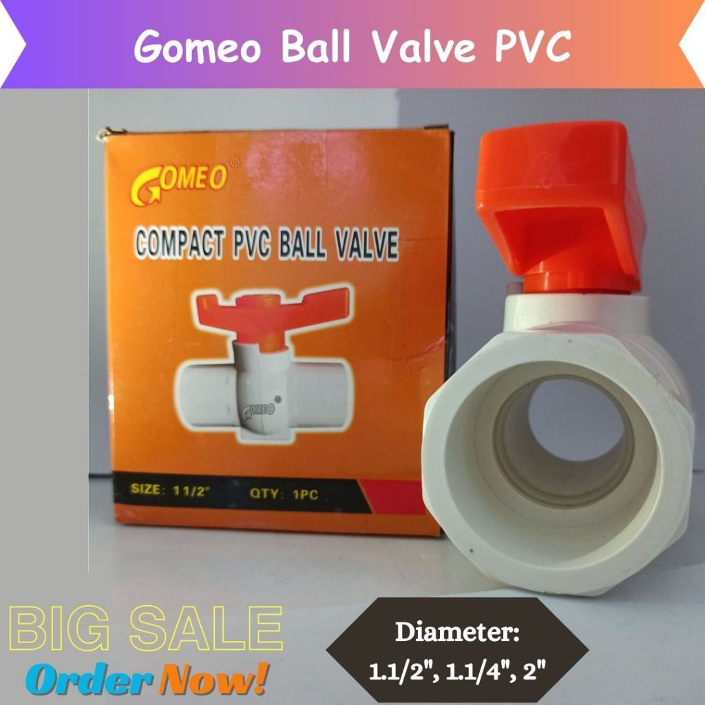 Jual Gomeo Ball Valve Stop Kran PVC 1.1/4 - 1.1/2 -2 plastik non drat ...