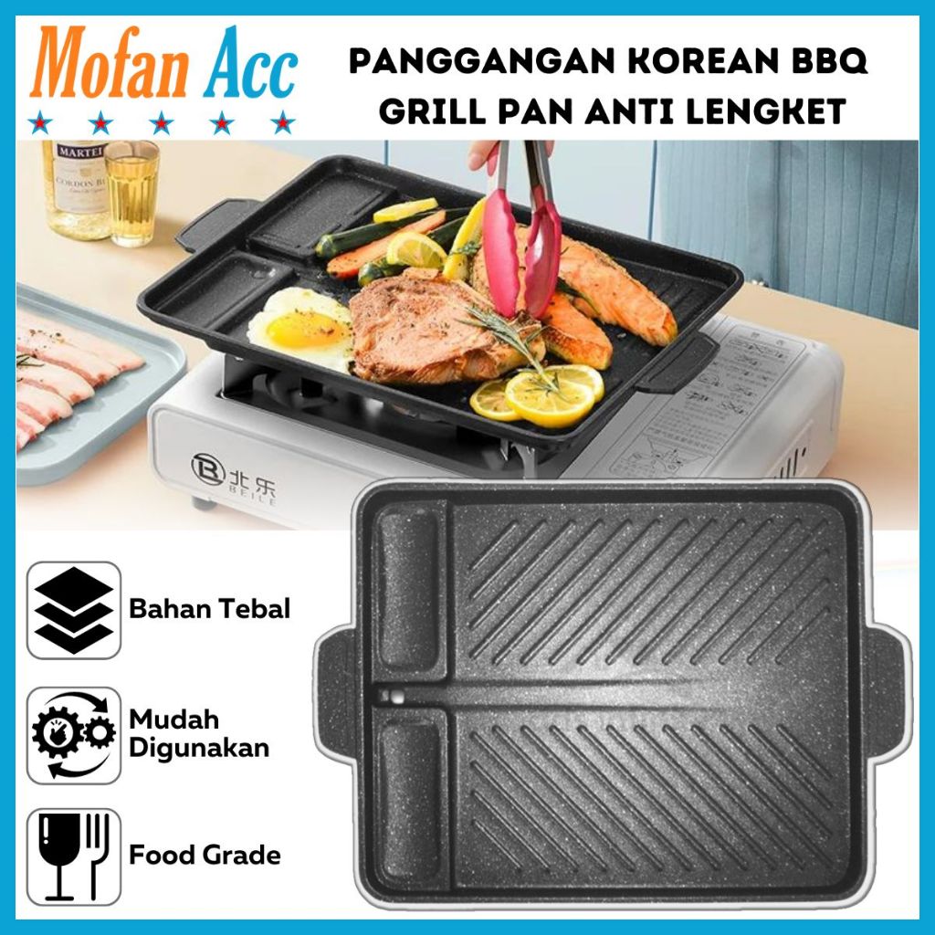 Jual Panggangan BBQ Persegi Korean Grill Pan Plate / Wajan Tempat ...
