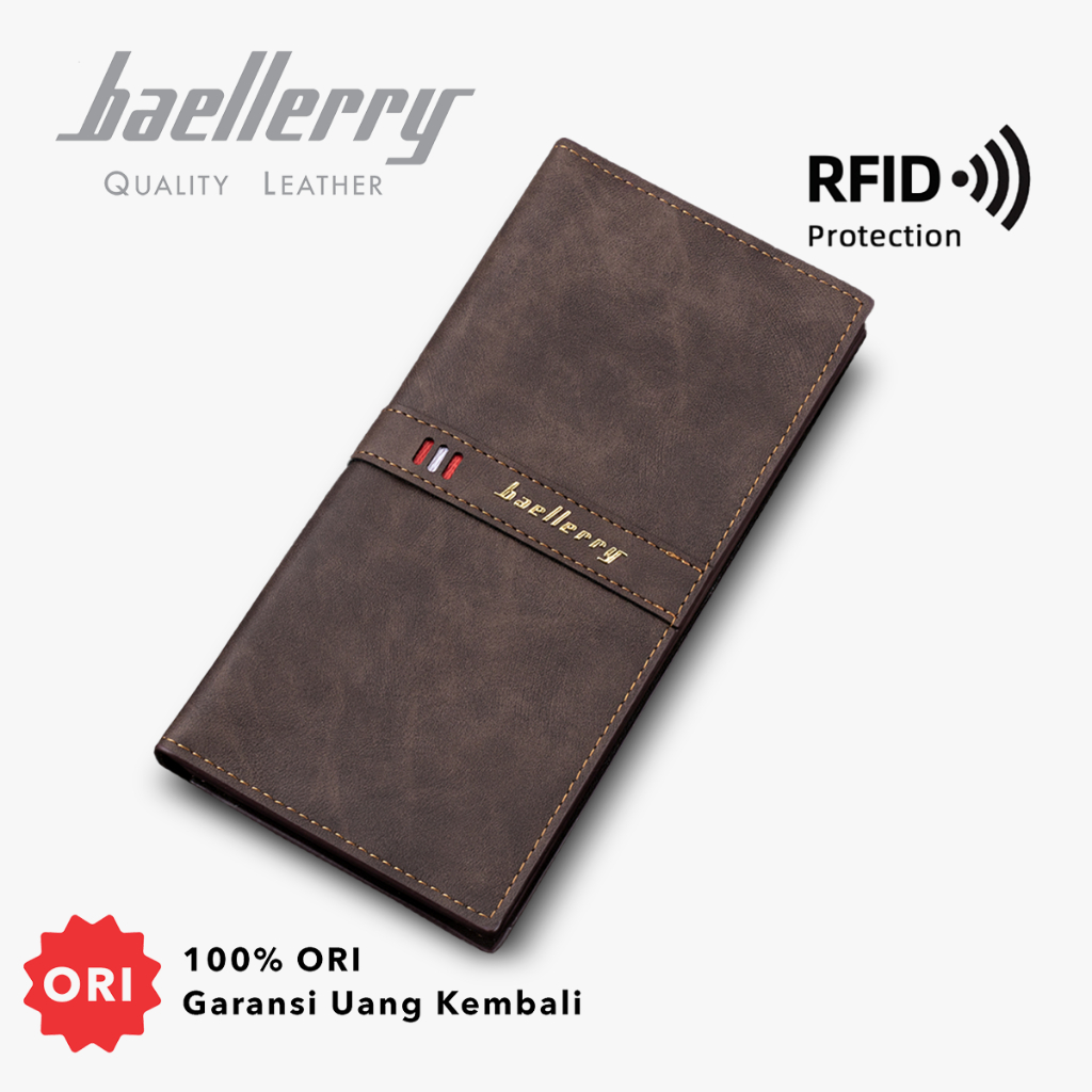 Jual BAELLERRY C3023 Dompet Pria Panjang RFID Protect Bahan Kulit PU ...