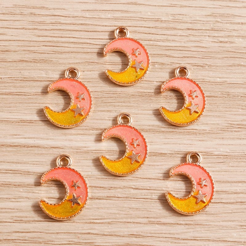 Jual (1pcs) Charm Liontin Epoxy Enamel Moon Bulan sabit Catmoon ...