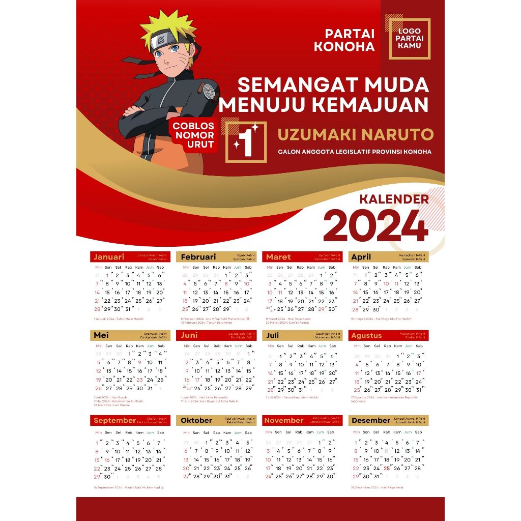 Jual Kalender 2024 Custom CALEG / UMKM (6 pcs) | Shopee Indonesia