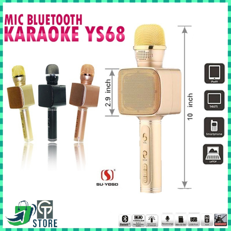 Jual Microphone Ys-68 | Mic Ys 68 Karaoke Player Wireless | Bluetooth ...