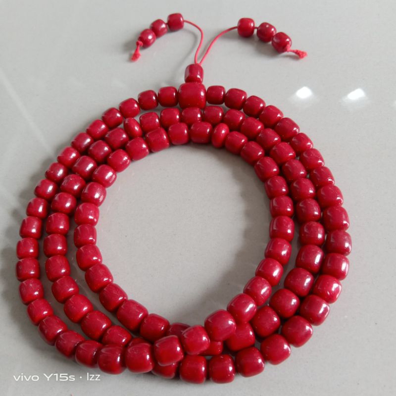 Jual Tasbih batu marjan merah tabung 8 mm 99 butir | Shopee Indonesia