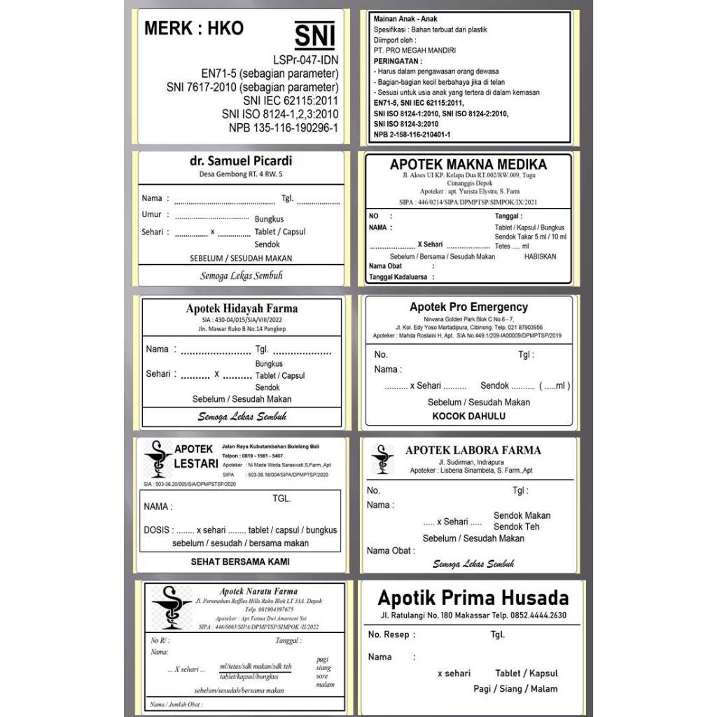 Jual CETAK LABEL ETIKET RUMAH SAKIT - PUSKESMAS - KLINIK - BIDAN ...