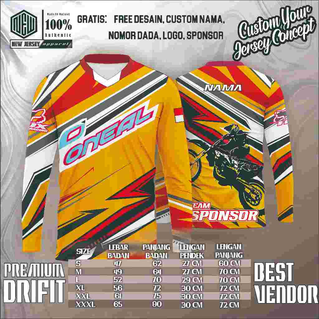 Jual Kaos Jersey Full Printing Trail O'NEAL - FREE DESAIN LOGO/NAMA ...