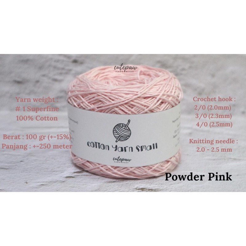 Jual [Small Ply] Powder pink merah muda - Benang Rajut Soft Cotton ...