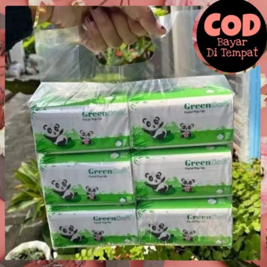 Jual [6 PACK] GREENSOFT Pop Up TISSUE ( Paket 6 Green Soft Panda size ...