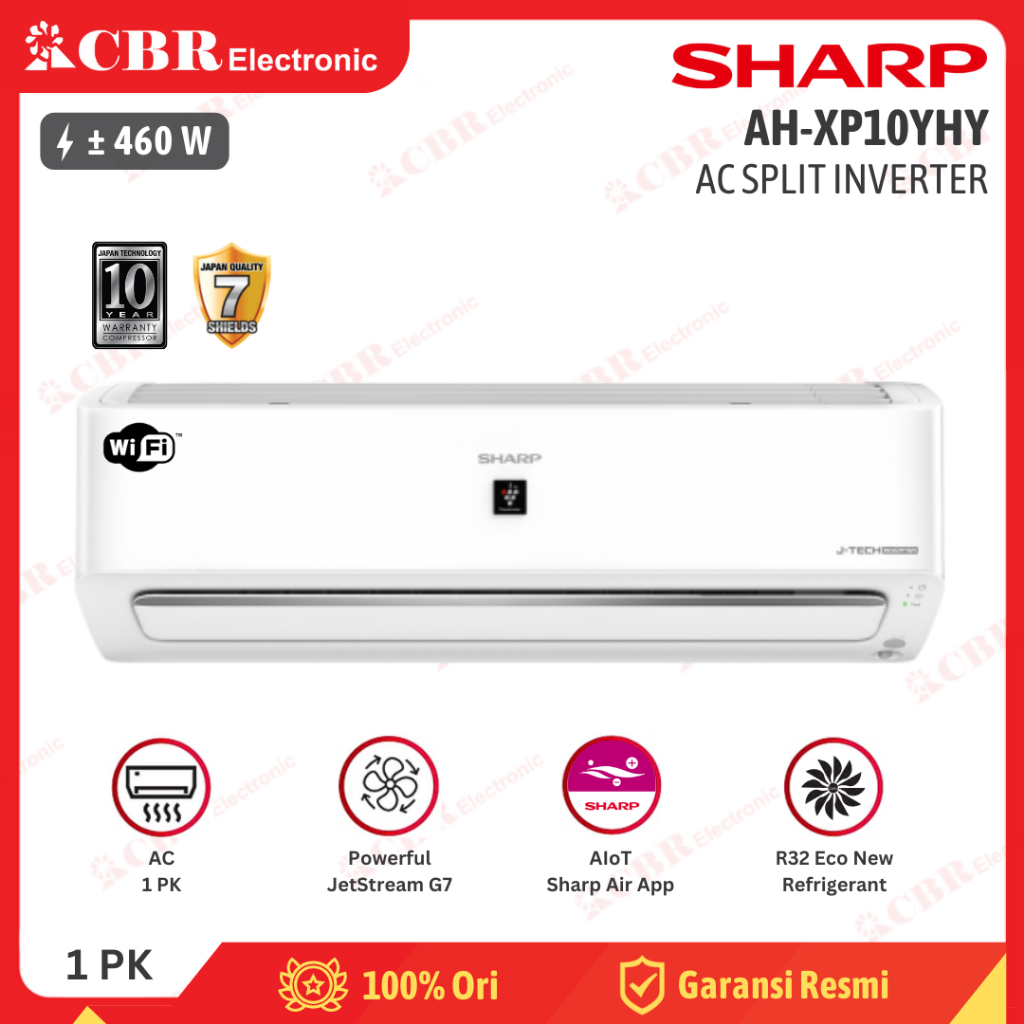 Jual AC Split SHARP Inverter 1PK AH-XP10YHY (WIFI-Plasmacluster) R-32 ...