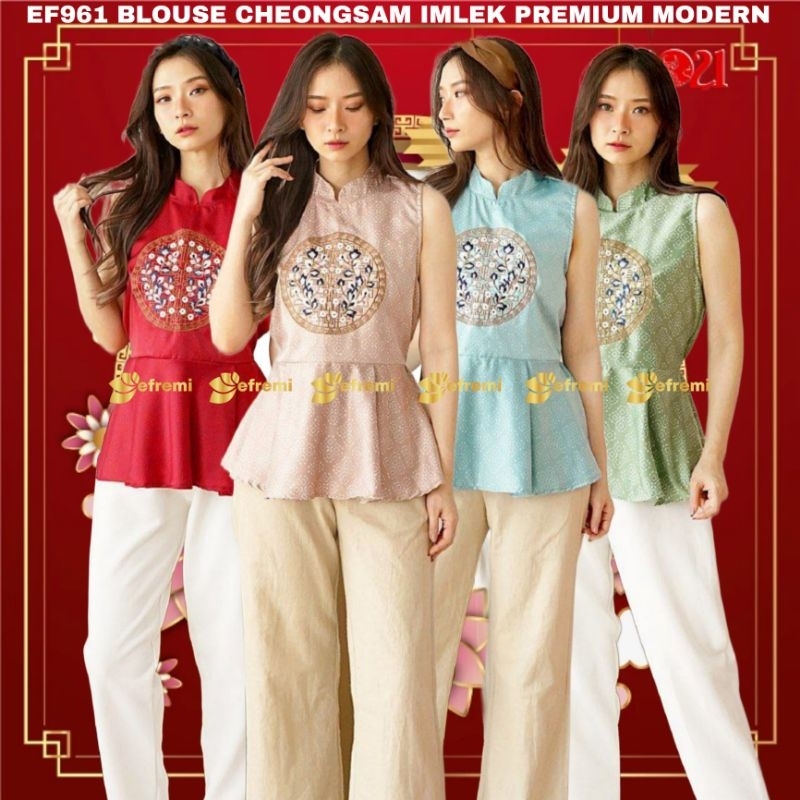 Jual EF961 CHEONGSAM BLOUSE ATASAN BATIK SATIN PRINTING MODERN/BAJU ...