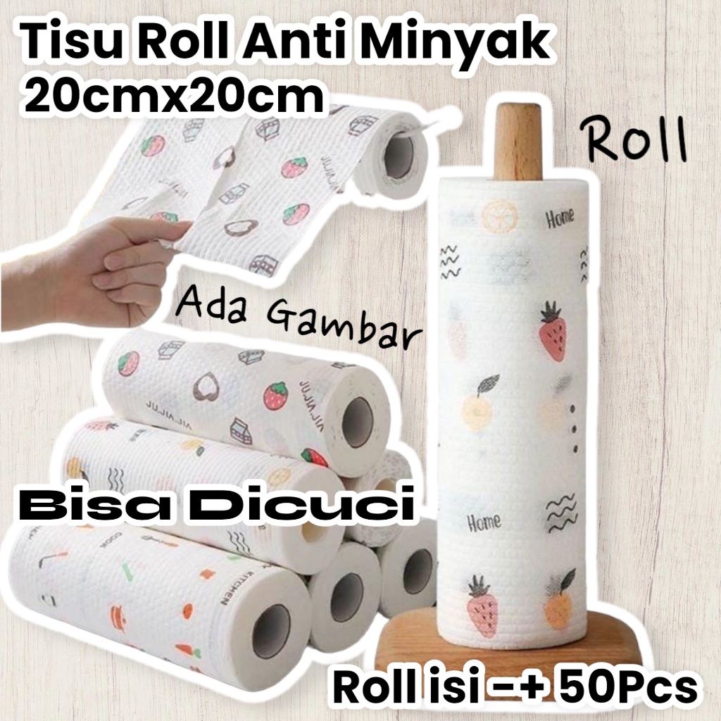 Jual Tisu Kain Lap Dapur bisa dicuci Roll 50 Lembar Kain Lap Minyak ...