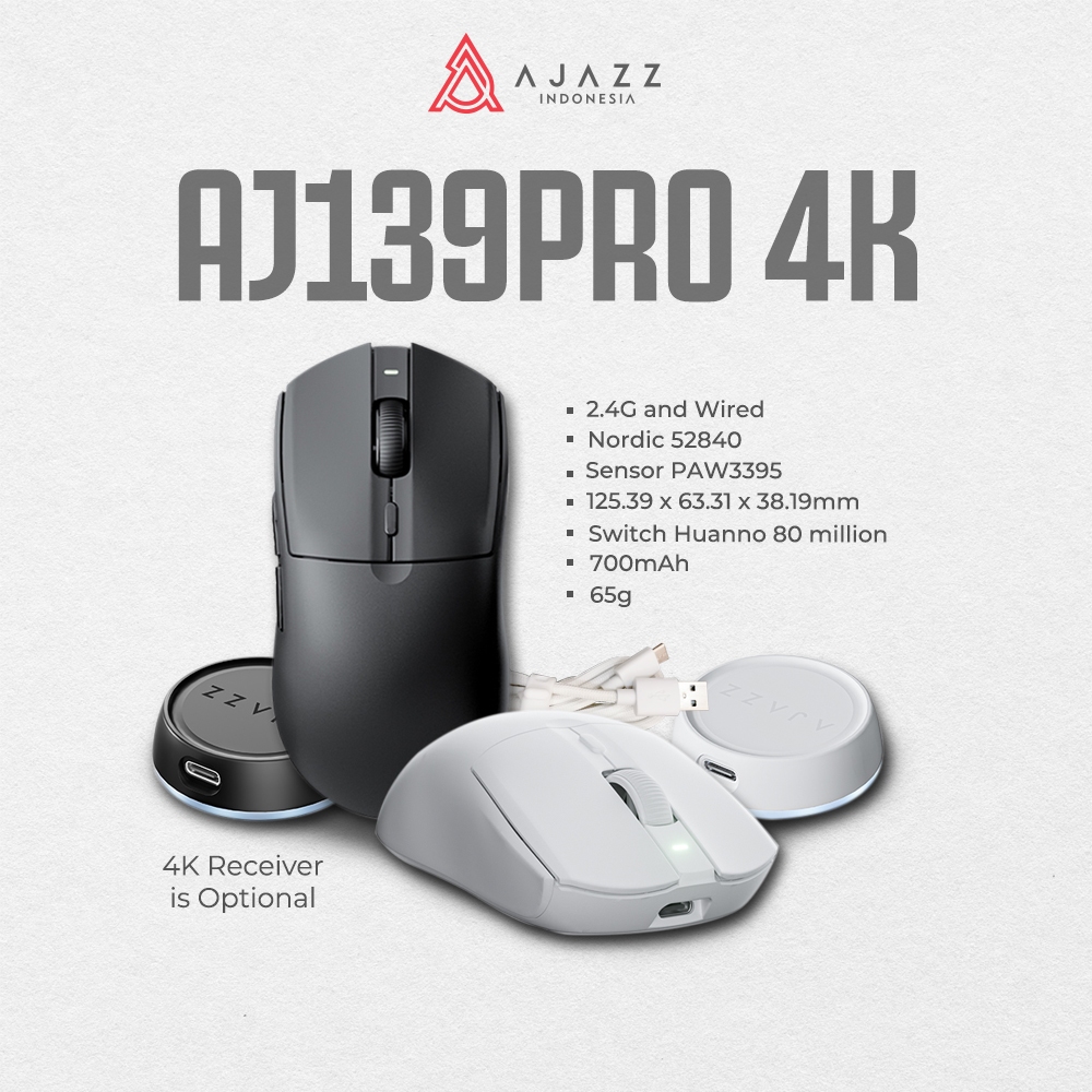 Jual Ajazz AJ139PRO 4K Gaming Mouse Wireless Dual Mode PAW3395 up to ...