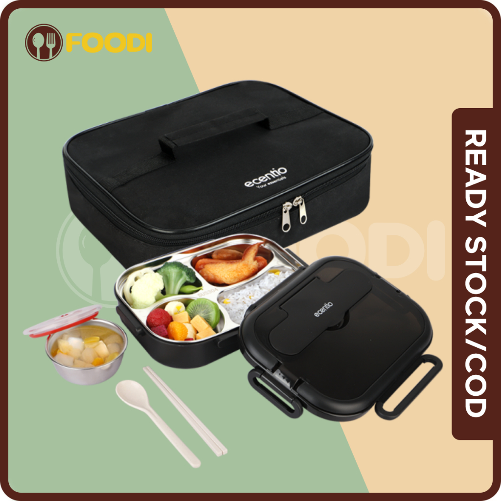 Jual ecentio & FOODI tempat makan anak sekolah 4 sekat 1L 304 Stainless ...