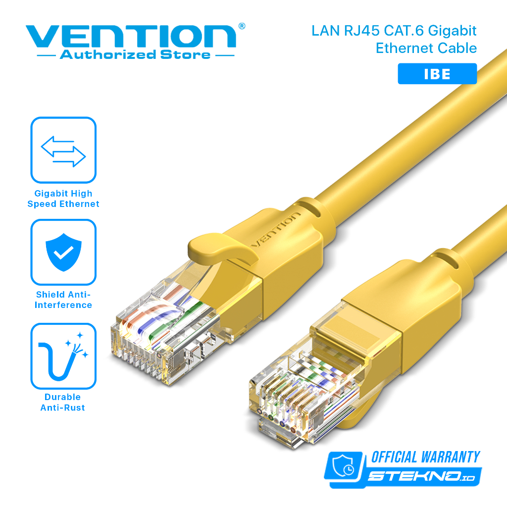 Jual Vention Kabel Lan RJ45 Cat6 Cat.6 Gigabit Ethernet UTP Round 1m 2m ...
