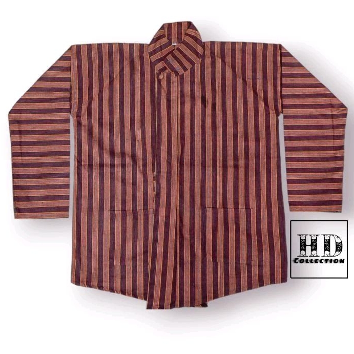 Jual Baju adat Jawa Surjan Lurik // Warna Cokelat | Shopee Indonesia
