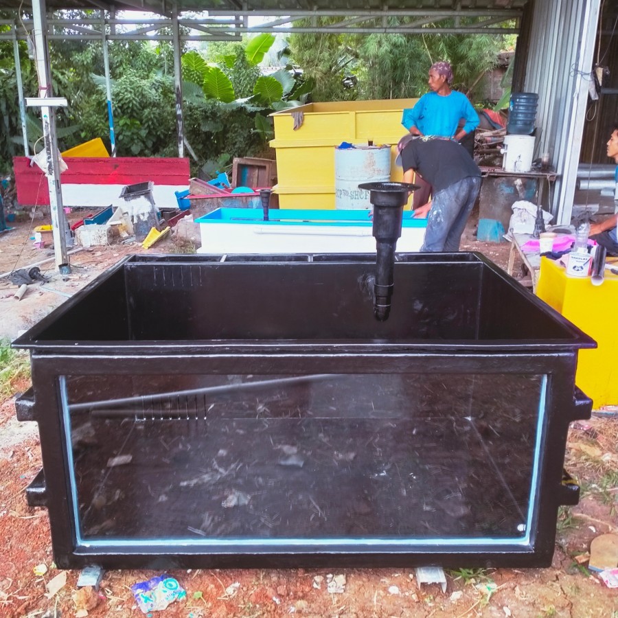 Jual kolam ikan fiber gelass combinasi kaca denga ukuran 150x100x80 ...
