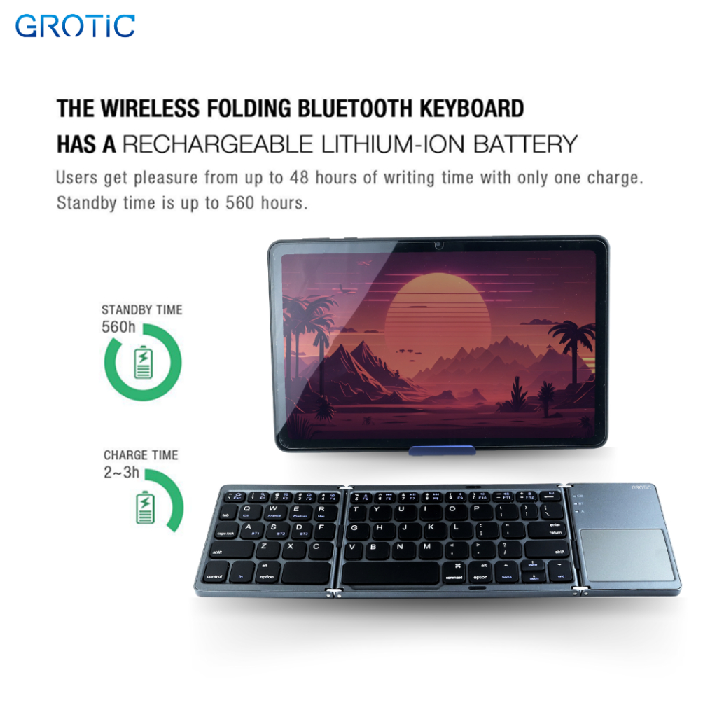 Jual GROTIC Keyboard Bluetooth Portable Three Folding Magnetic With ...