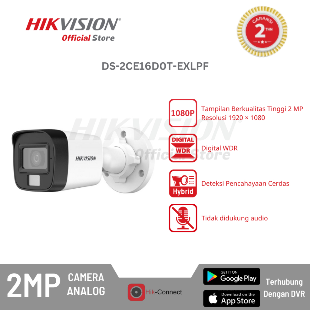 Jual HIKVISION - DS-2CE16D0T-EXLPF 2MP Smart Hybrid Light Fixed Mini Original | Shopee Indonesia
