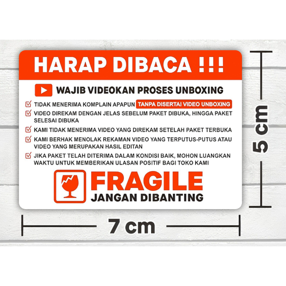Jual Label Sticker FRAGILE Wajib Video Unboxing Stiker Jangan Dibanting ...
