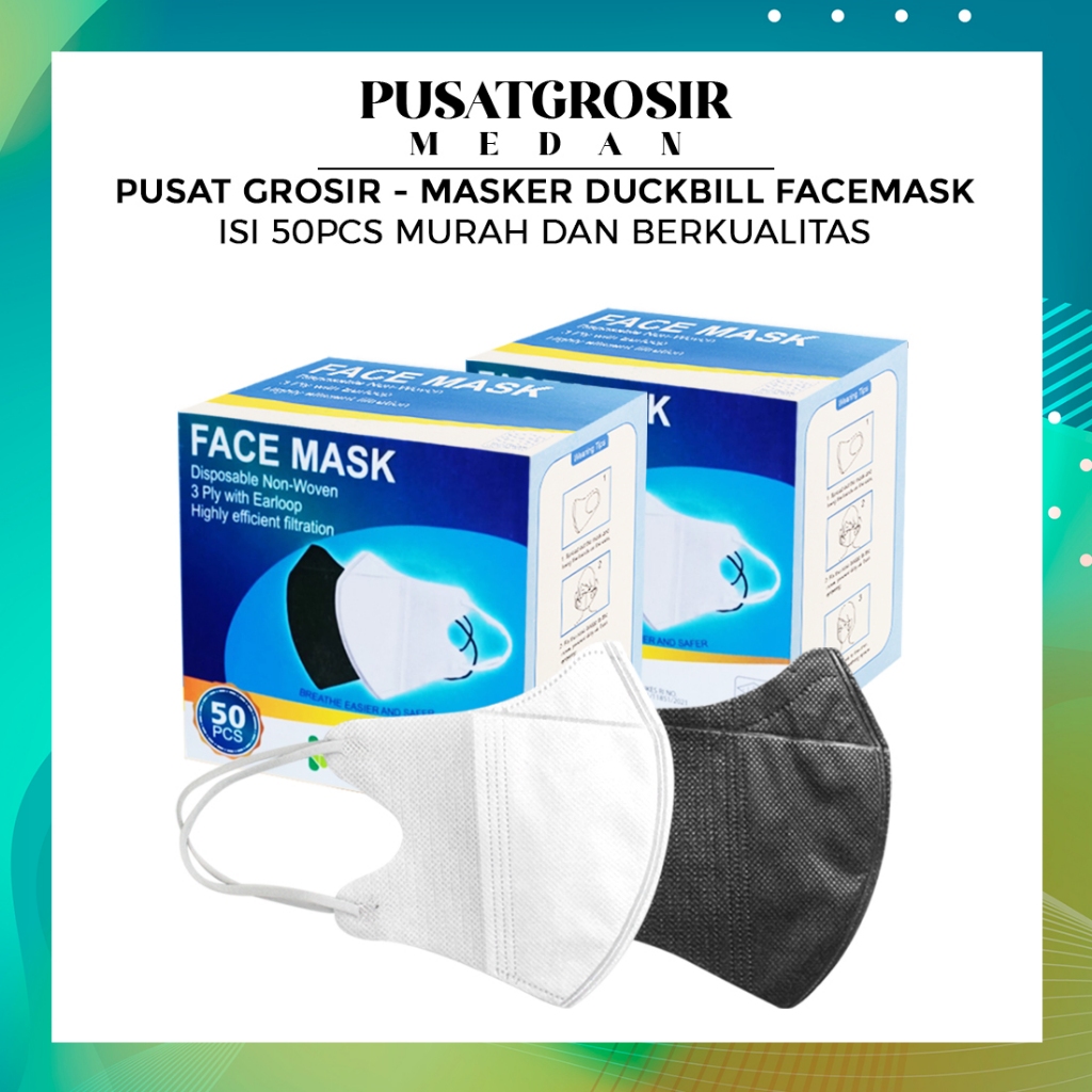 Jual MASKER DUCKBILL FACEMASK PREMIUM 50 PCS 3PLY PUTIH HITAM KEMENKES ...