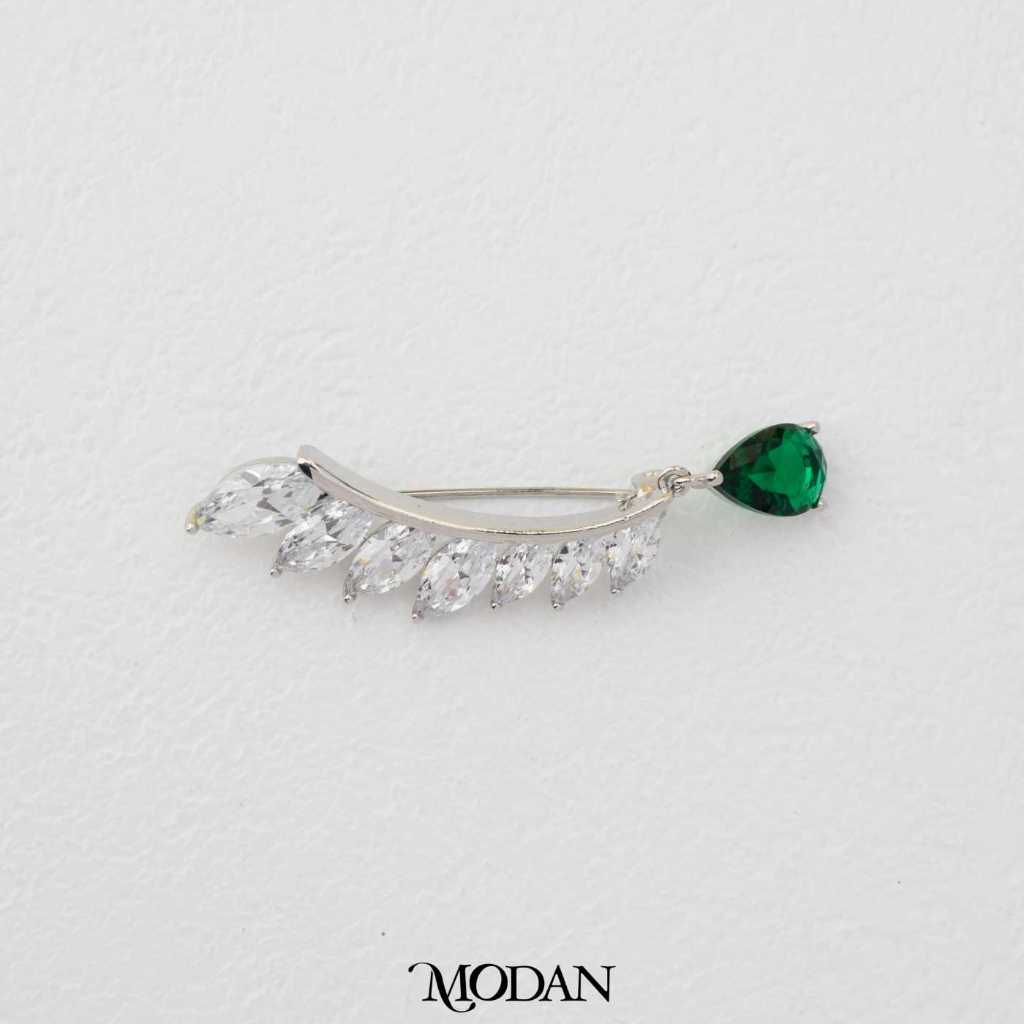 Jual Modan - Premium Brooch White Flower/Marquise Leaf Green Teardrop ...