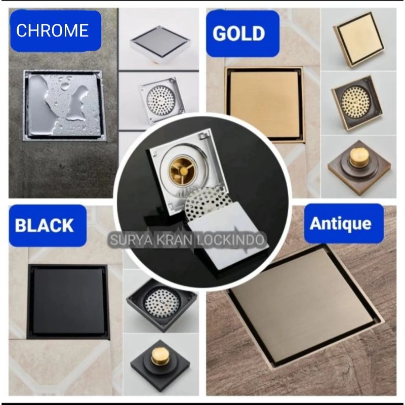 Jual Smart Tile Floor Drain / Saringan Got Kamar Mandi / Tile Insert Stainless Chrome / Hitam ...