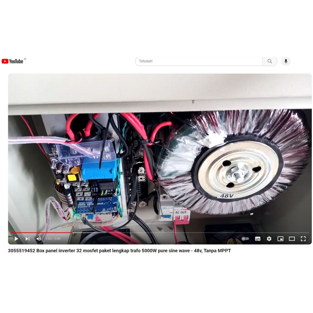 Jual Box panel inverter 32 mosfet paket lengkap trafo 5000W pure sine ...