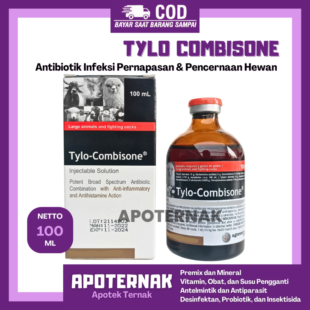 Jual TYLO COMBISONE 100 ml - Obat Hewan Antibiotik Infeksi Pernapasan ...
