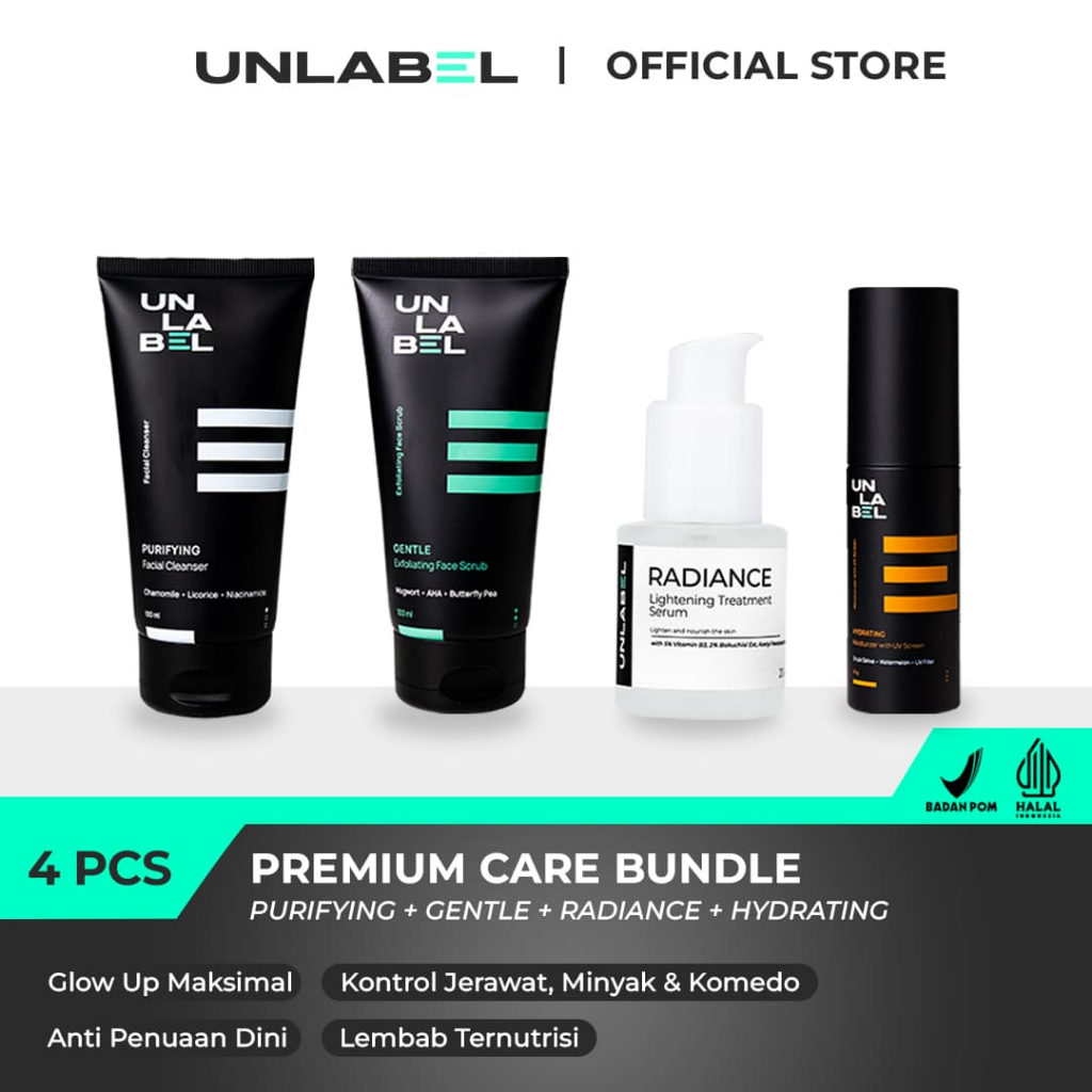 Jual UNLABEL - Premium Care Bundle (Purifying Facial Cleanser + Gentle Exfoliating Face Scrub ...