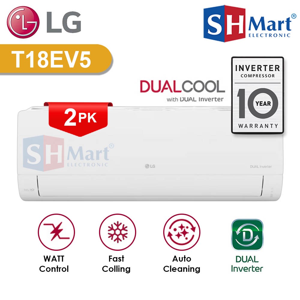 Jual AC 2 PK LG T18EV5 INVENTER HEMAT LISTRIK DUAL COOL GARANSI RESMI ...