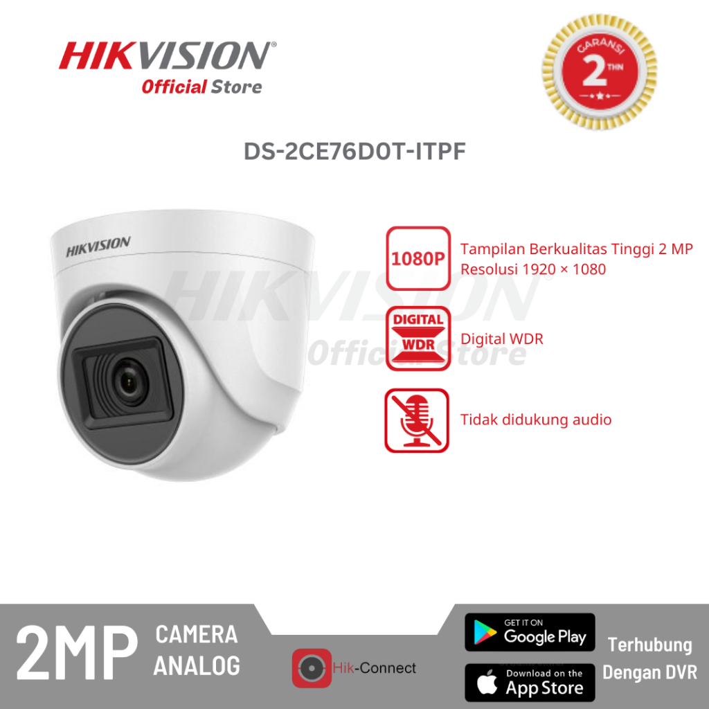 Jual HIKVISION - DS-2CE76D0T-ITPF Camera CCTV 2MP Indoor Fixed Turret Original | Shopee Indonesia