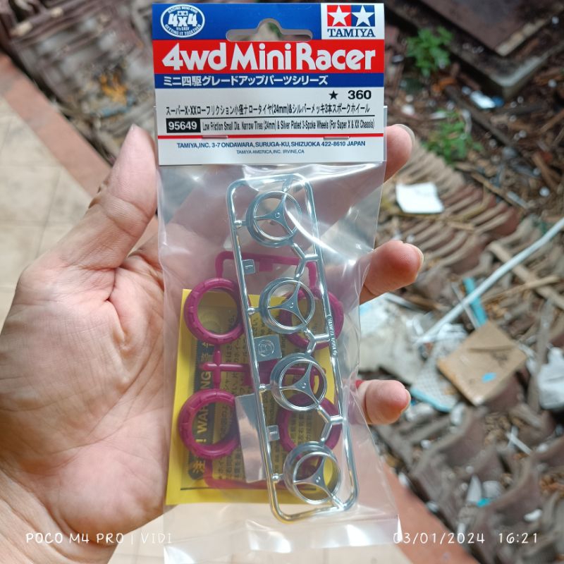 Jual Tamiya 95649 Low Friction Small Dia. Narrow Tires (24 mm) & Silver ...