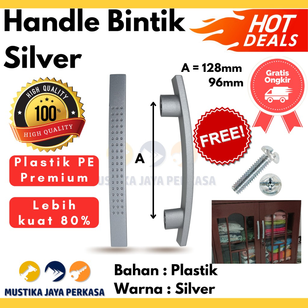 Jual handle laci plastik 128mm warna silver corak bintik | Shopee Indonesia