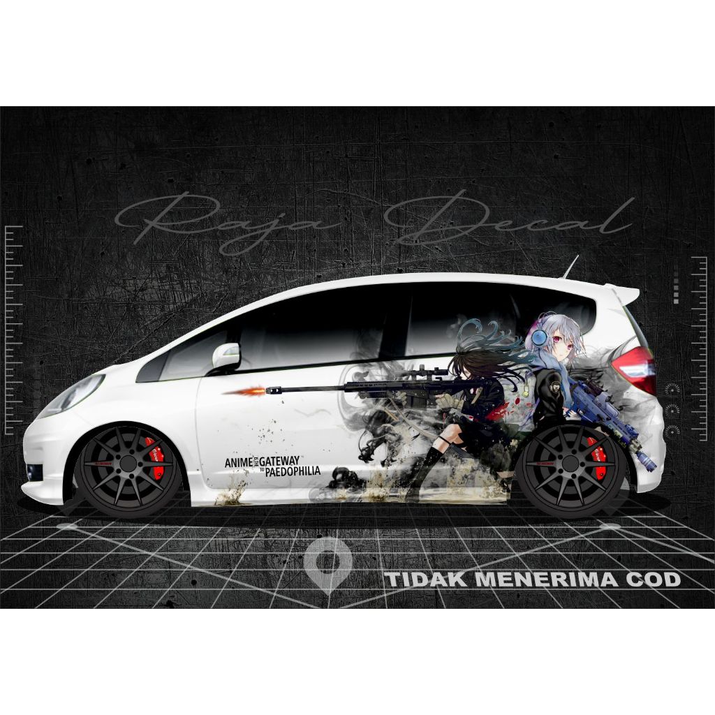 Jual sticker striping mobil jazz disain sniper anime | Shopee Indonesia