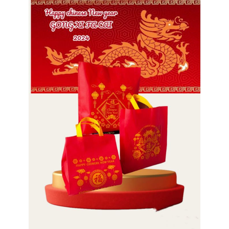 Jual ( PER PCS ) Goodiebag Motif Imlek / Tas Spunbond Motif Chinese New ...