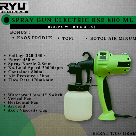 Jual RYU Spray Gun Electric RSE 800 ml Original / Spray Gun Elektrik ...
