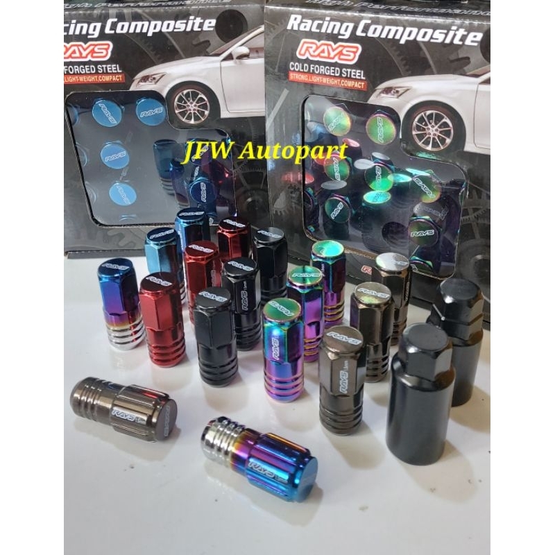 Jual Mur roda mur racing Rays 50mm Racing Composite untuk lubang baut ...