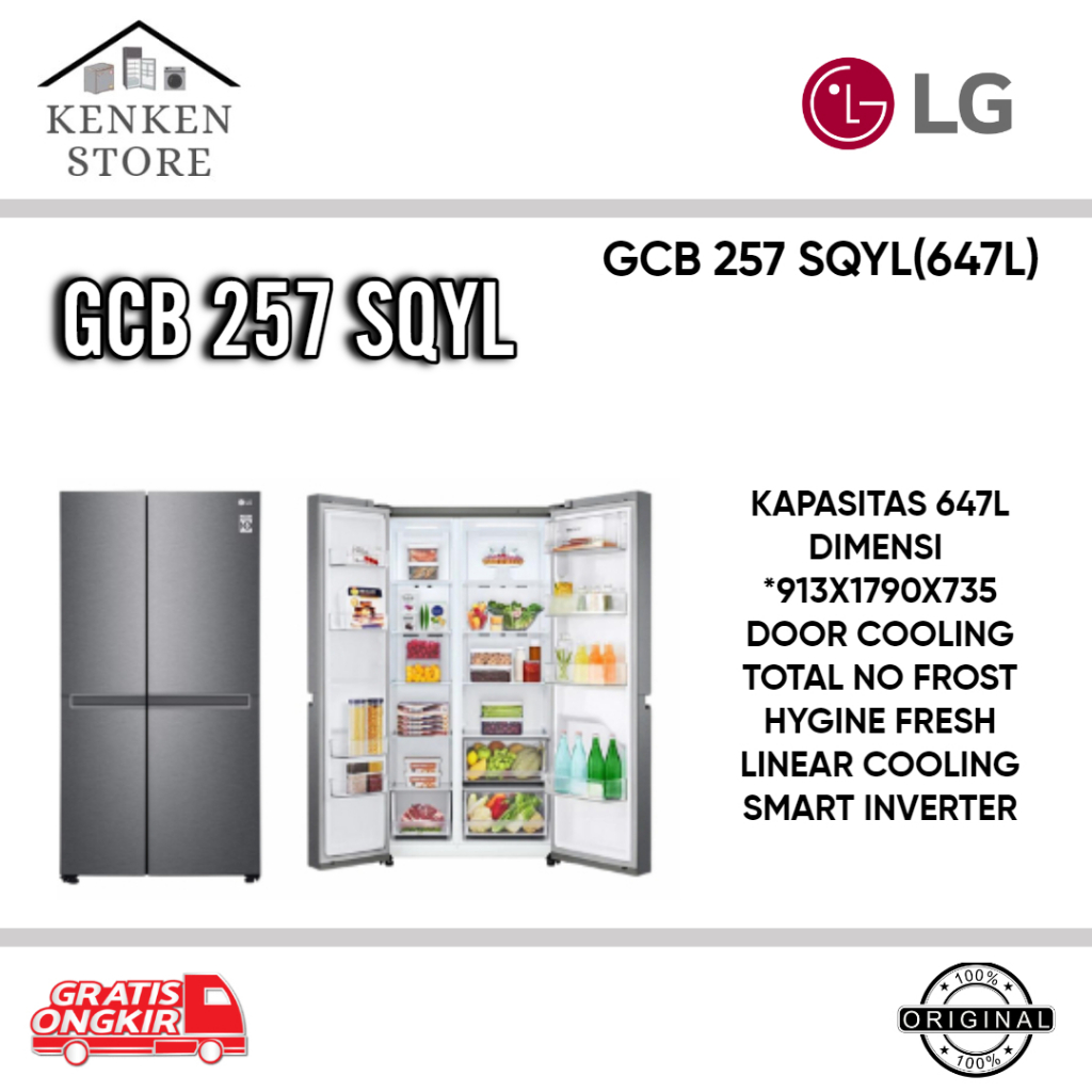 Jual KULKAS LG SIDE BY SIDE 2 PINTU INVERTER GC-B257SQYL GCB257 GC-B257 257SQYL KULKAS LG SIDE ...