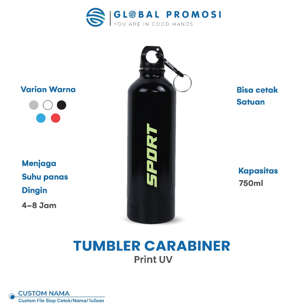 Jual Botol Minum CARABINER Sport Sepeda 750ml Tumbler Custom Uv ...