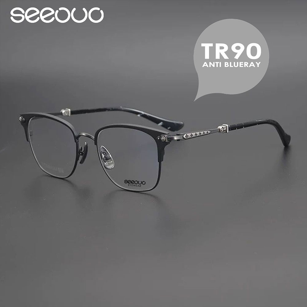 Jual Seeouo - Kacamata Anti Radiasi Blueray Lens Bentuk Kotak Bahan TR90 Metal Bisa Minus ...