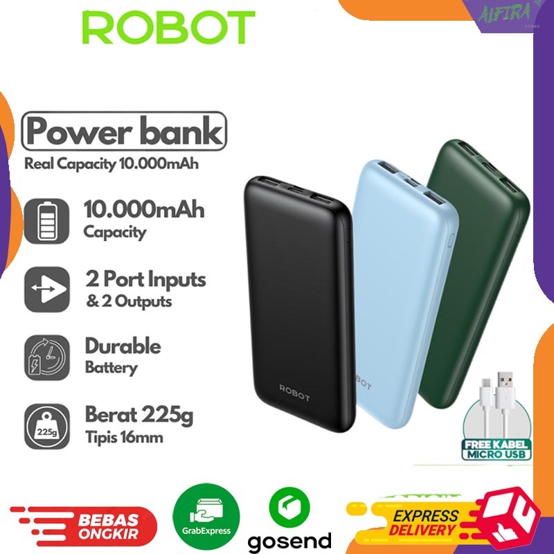 Jual POWERBANK Power Bank Robot 10000mah RT180S 2.4A & RT12 QC3.0 Dual ...