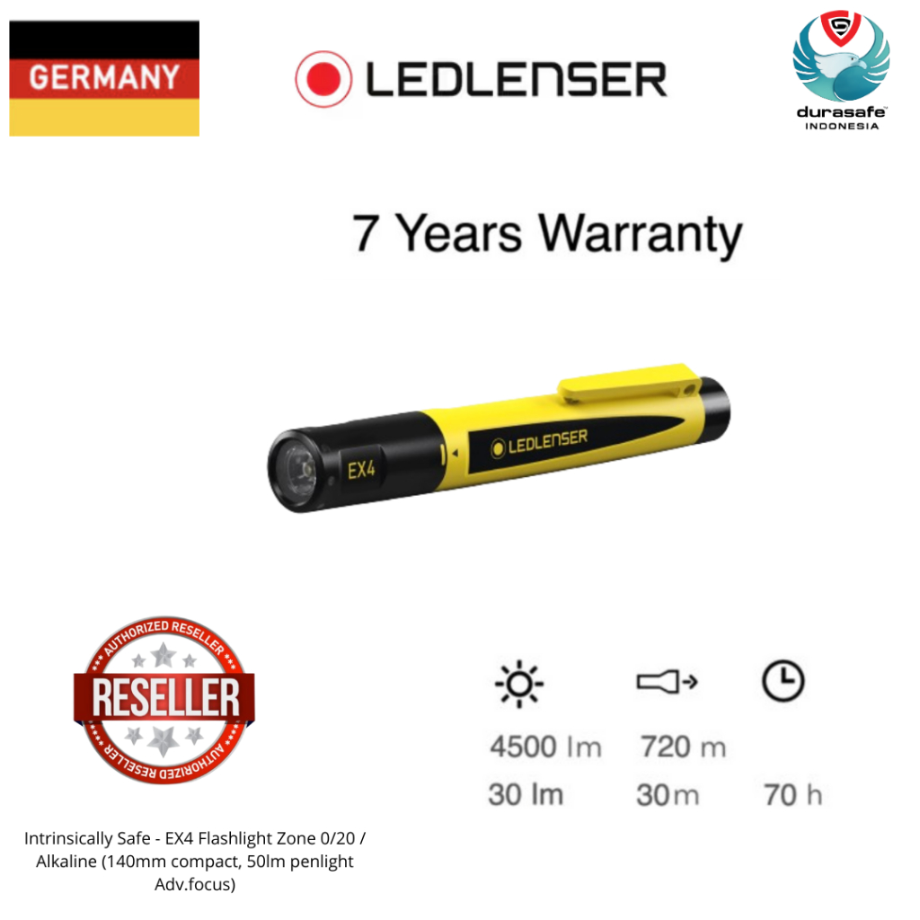 Jual Ledlenser Intrinsically Safe - EX4 Flashlight Zone 0/20 / Alkaline ...