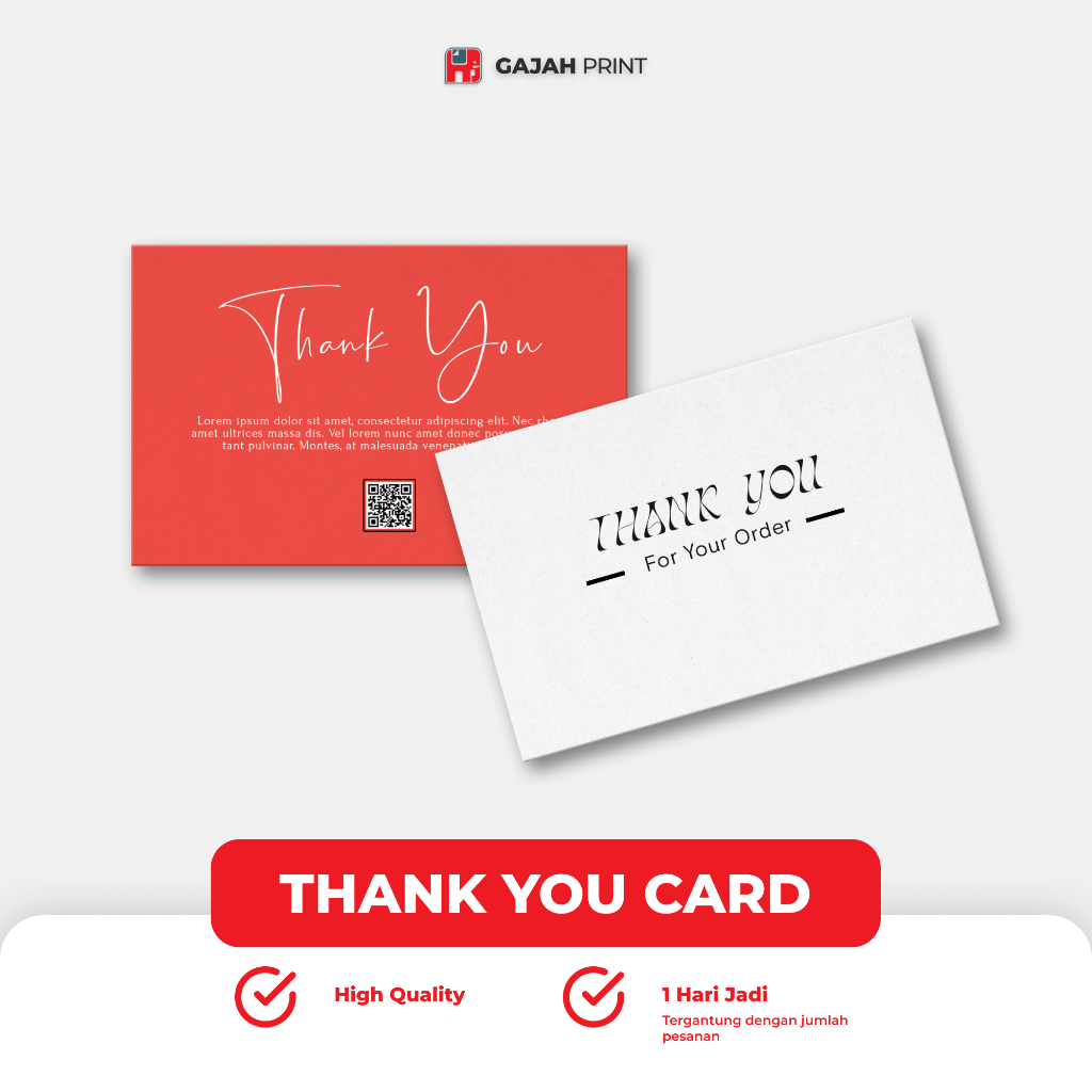 Jual Thank You Card Custom Cetak 1 sisi Art Carton 230 - Kartu Ucapan ...
