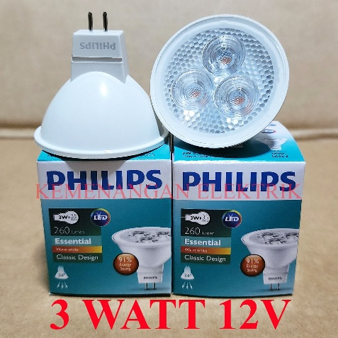 Jual PHILIPS ESSENTIAL LED MR16 3W 24D 12V / HALOGEN MANGKOK 3 WATT 3WATT 2700K 6500K KUNING ...