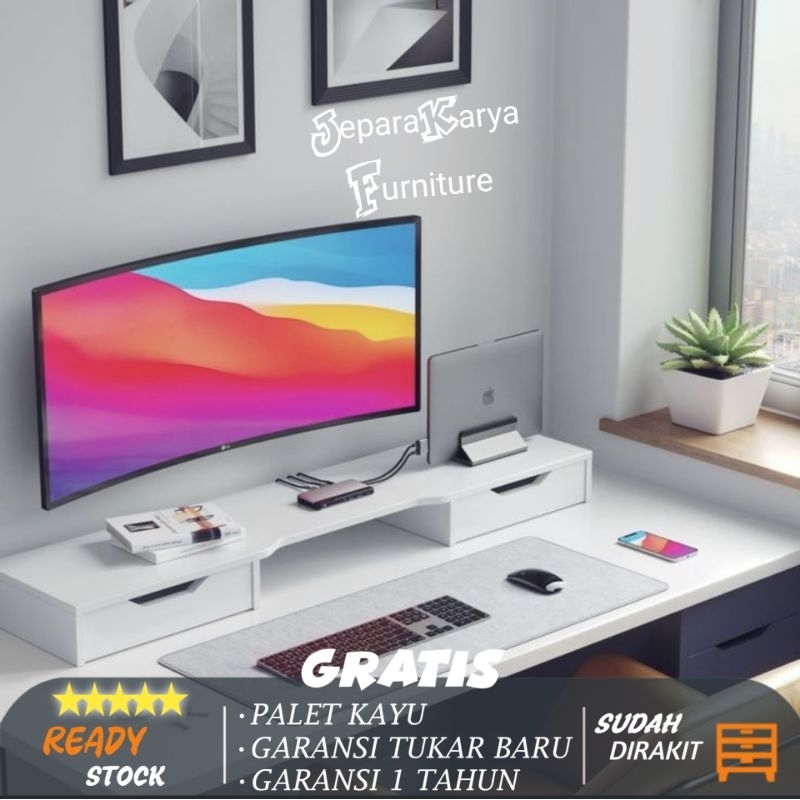 Jual Desk Shelf Stand Monitor (DS02) Rak Monitor 2 Laci Tatakan Monitor ...