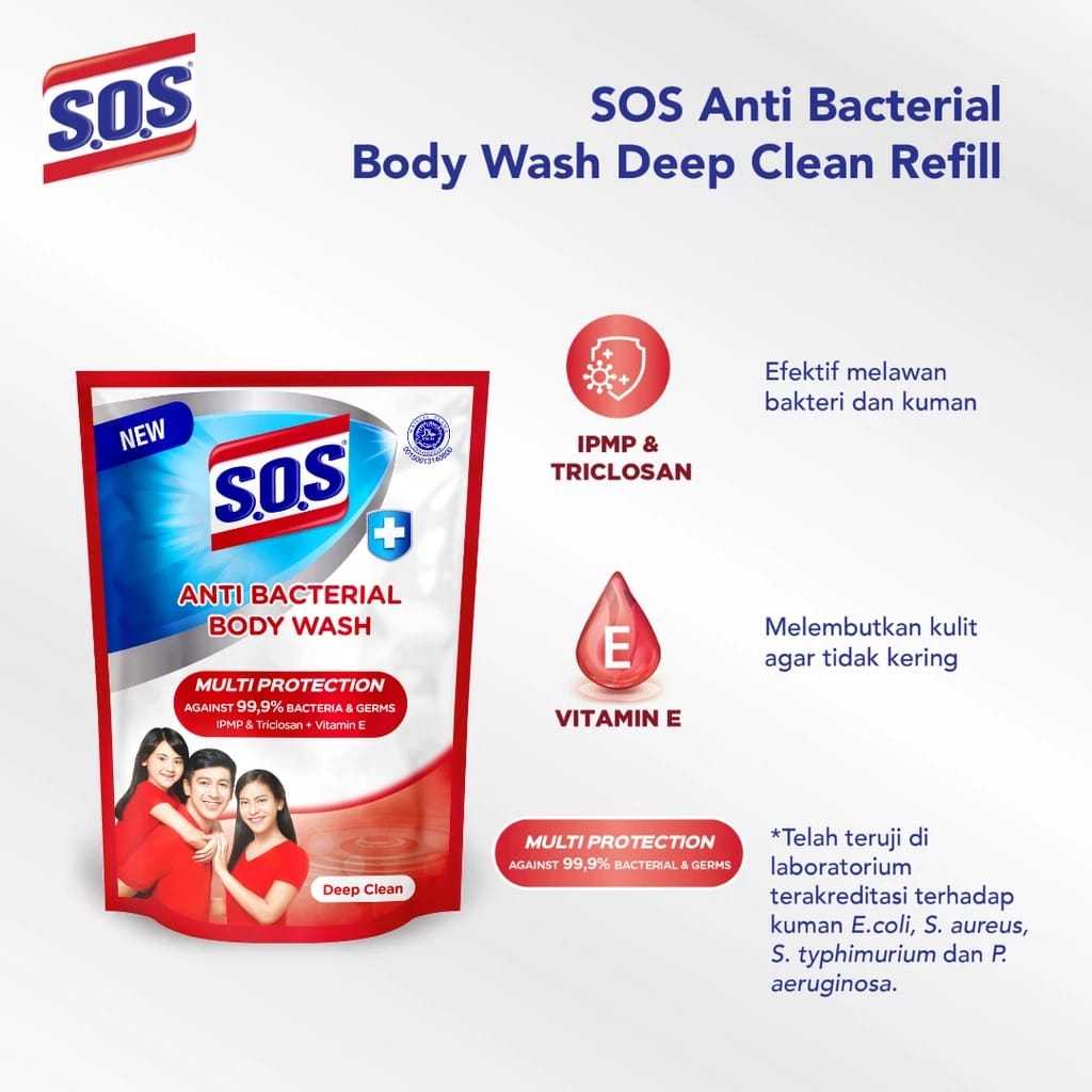 Jual SOS ANTIBACTERIAL GENTLE CLEAN POUCH BODY WASH (400ml) | Shopee ...