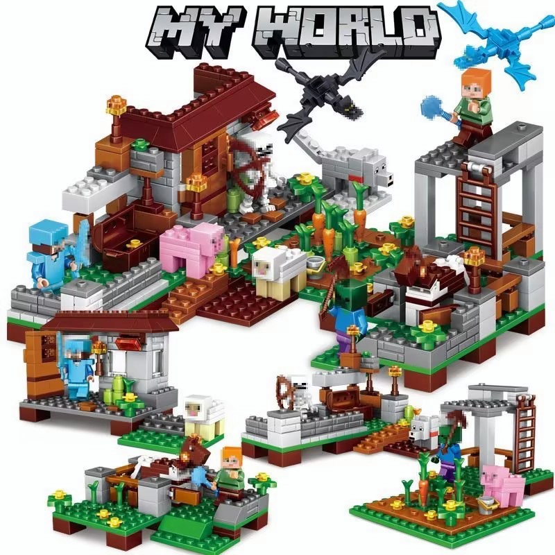 Jual Leago Edukasi Mainan Block My World Building Blocks Farm Jungle ...