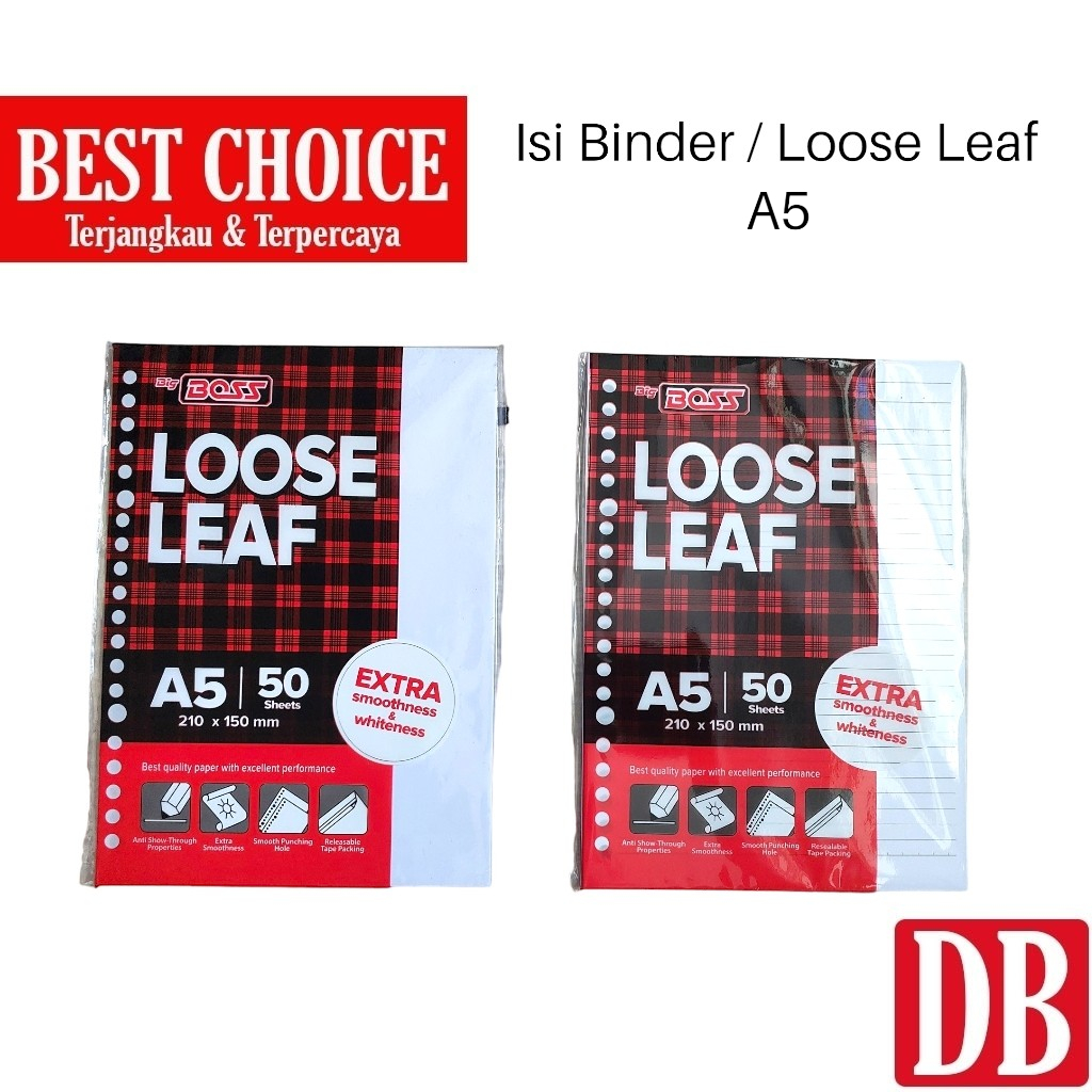 Jual Isi Kertas Binder / Loose Leaf A5 Big Boss Garis / Plain Isi 50 Lembar | Shopee Indonesia