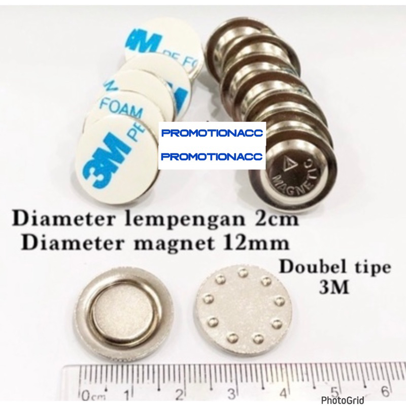 Jual Magnet caution bulat 20mm double tipe 3M/name tag satuan | Shopee ...