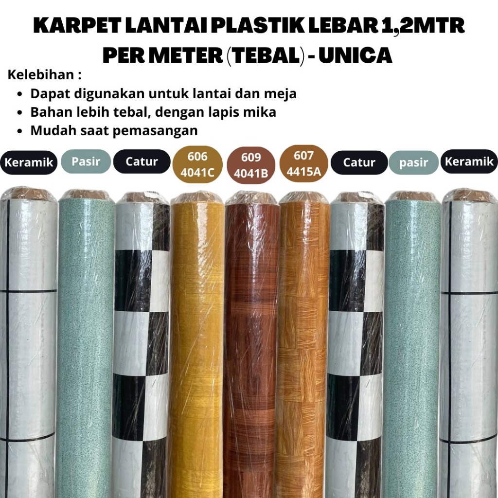 Jual Taplak Meja PVC 1,2m x 1m merek UNICA Karpet Plastik, Karpet ...