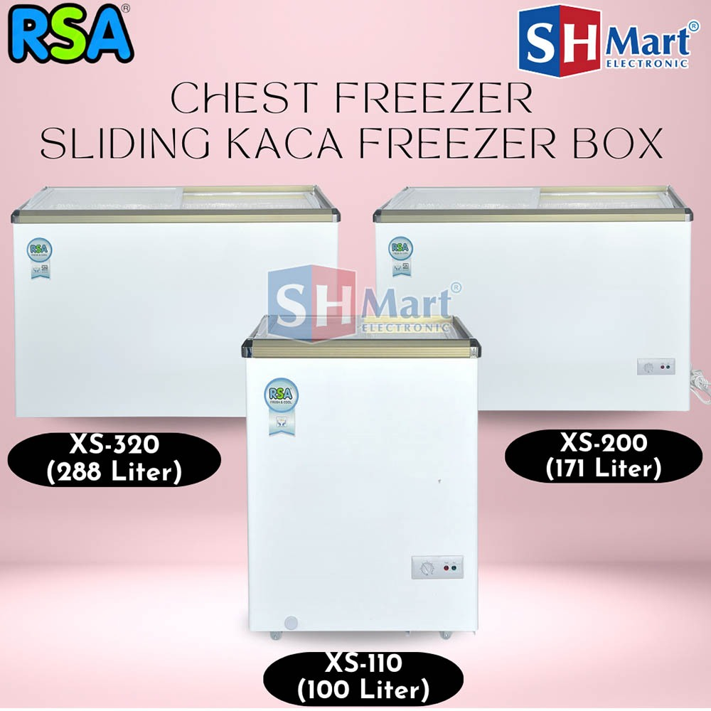 Jual CHEST FREEZER RSA SLIDING KACA FREEZER BOX 100 LITER XS-110 / 171 ...